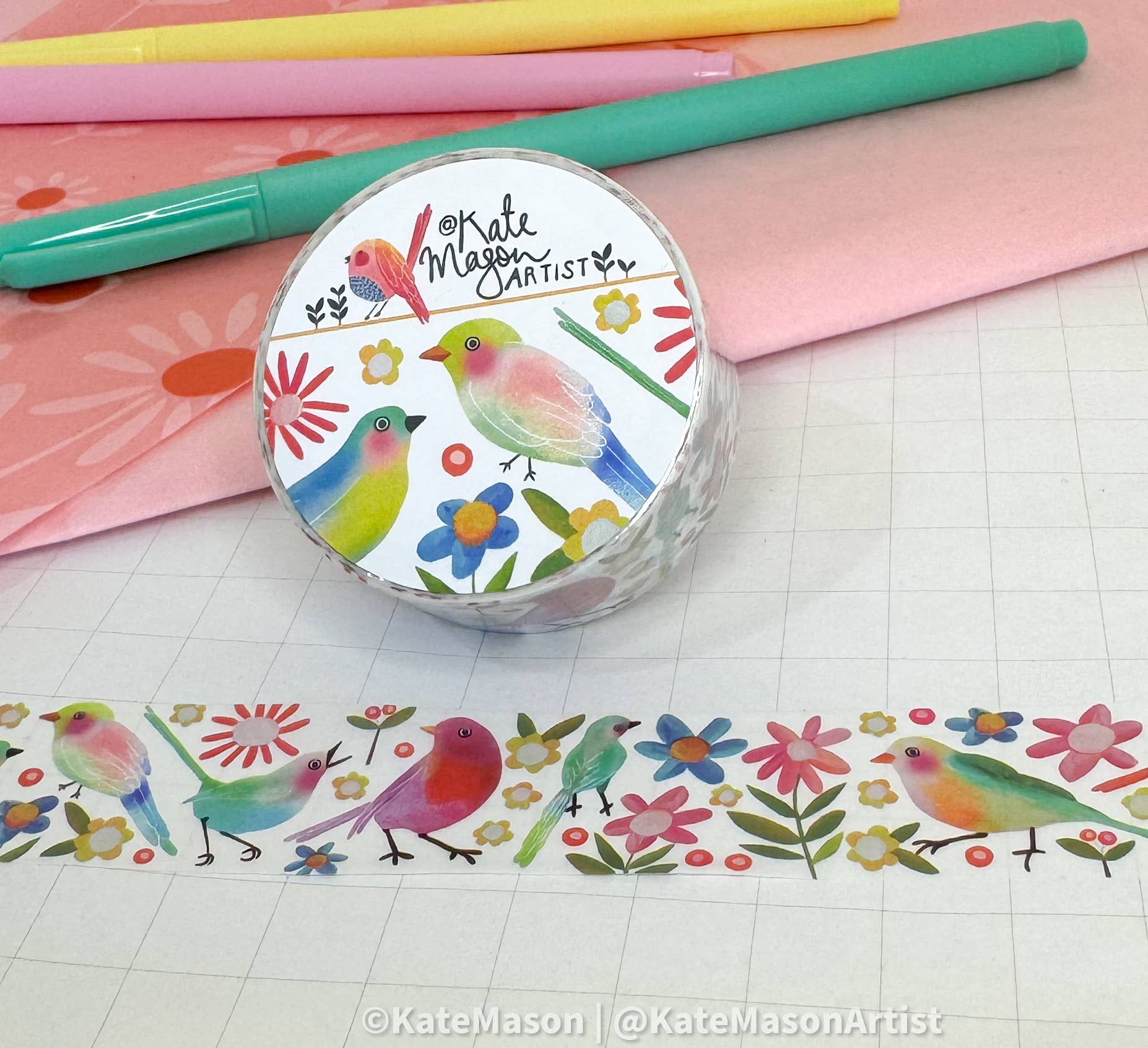 Rainbow Birds Washi Tape - Kate Mason Artist | Ellipses Collection ...